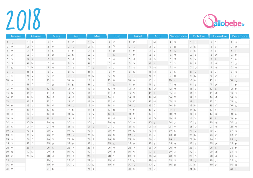 Calendrier 2018 à Télécharger et Imprimer Gratuitement